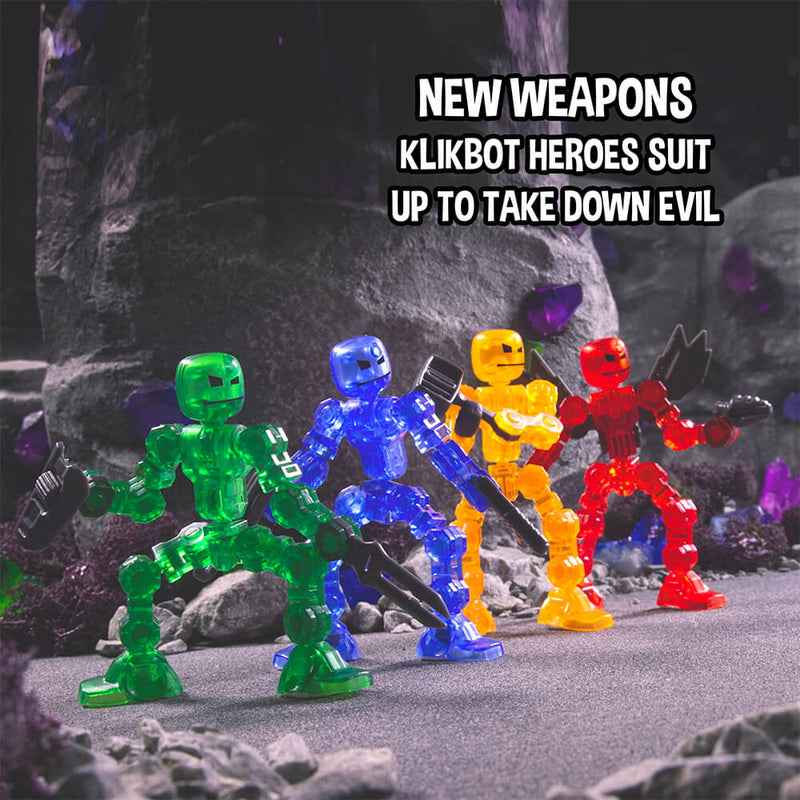 Klikbot Heroes Clear 4-Pack | Stop Motion Animation Figures