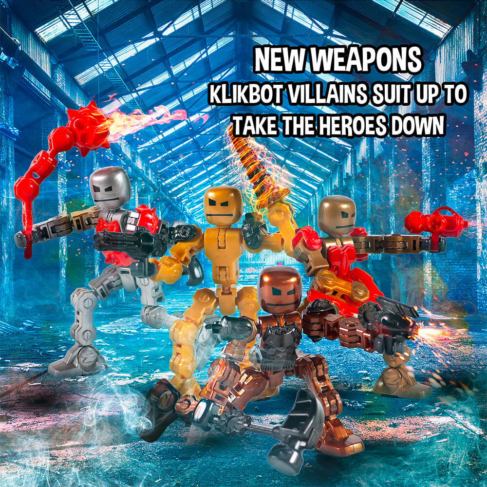Klikbot Villains Metallic 4-Pack | Stop Motion Action Figures