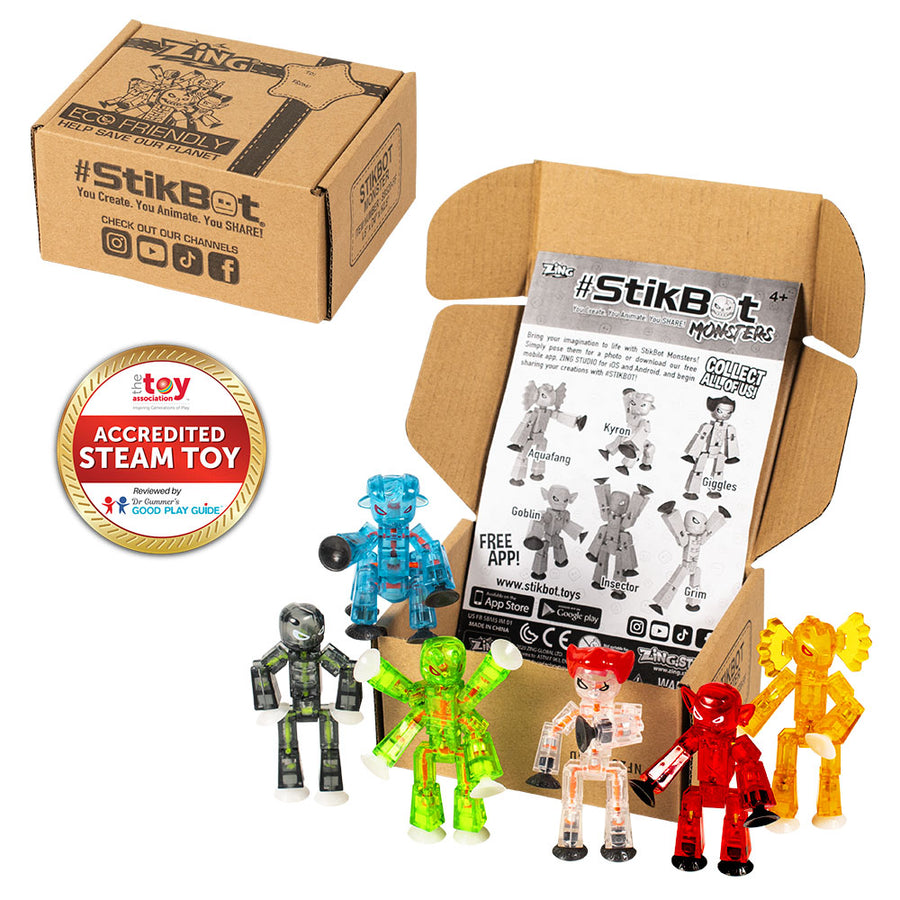 StikBot Monsters Set | 6 Clear Figures for Spooky Animation