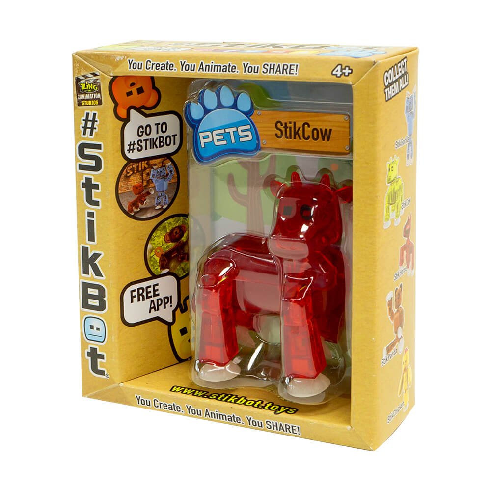 StikBot Pets 4-Pack | Animal Figures - Cow, Gorilla, Panda & Horse